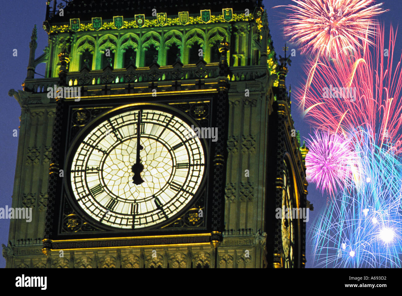Big Ben At Night With Fireworks