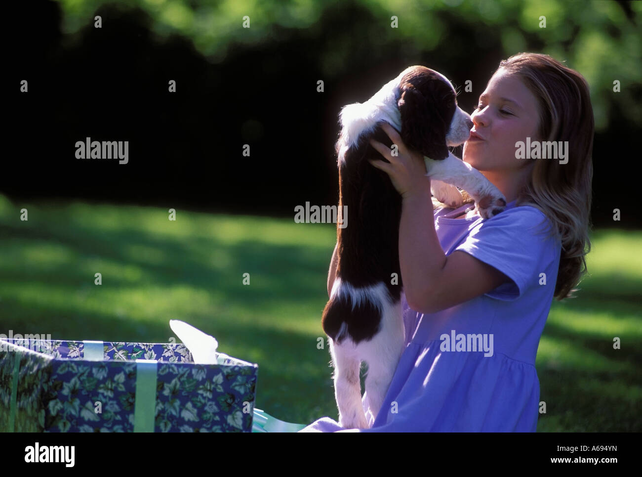 young girl with puppy Stock Photo - Alamy