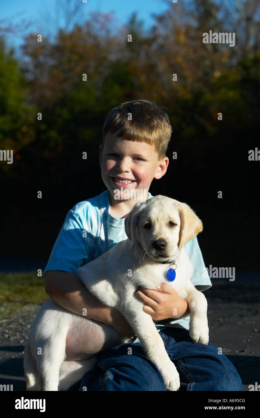 boy with puppy Stock Photo - Alamy
