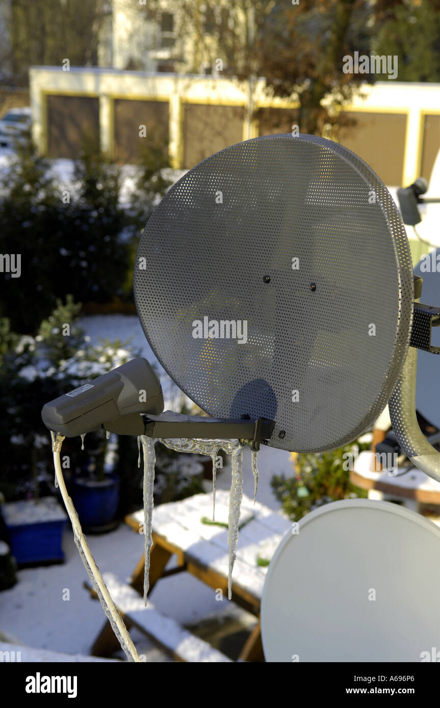 iced satellite dishes germany deutschland deutsch winter wintry ...