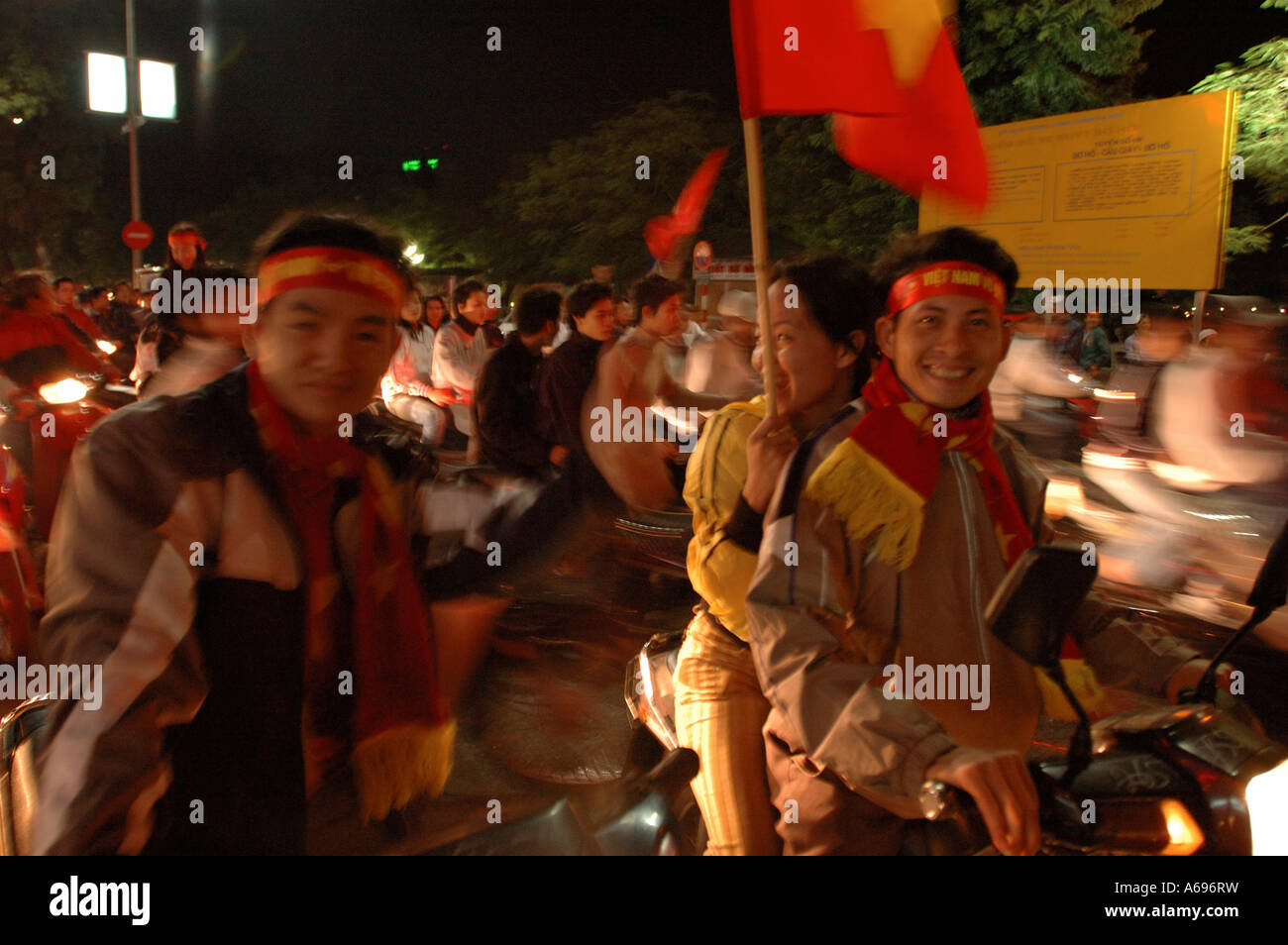 Vietnamese fans are celebrating the soccer victory of Vietnam in the ...