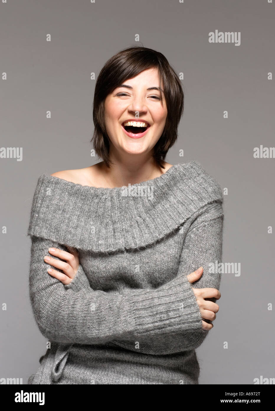 Portrait of woman laughing Stock Photo - Alamy