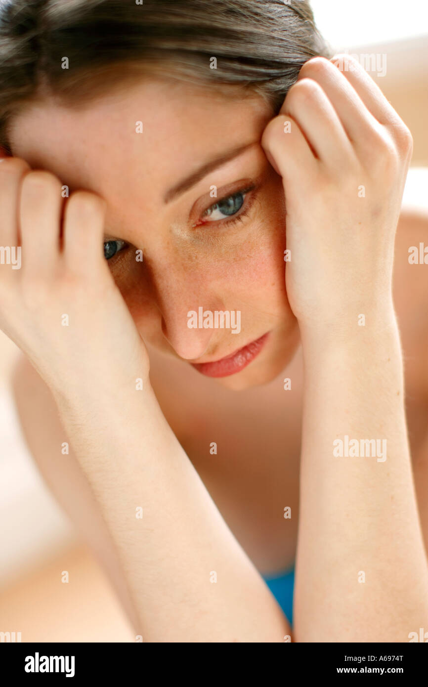 Sad looking girl Stock Photo - Alamy