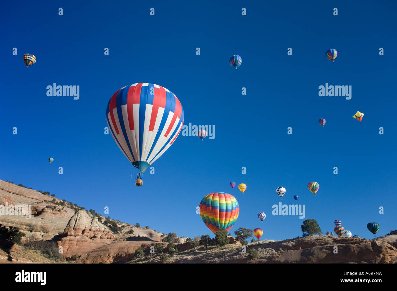 Hot air balloons at 25th Annual Red Rock Balloon Rally; Red Rock State ...