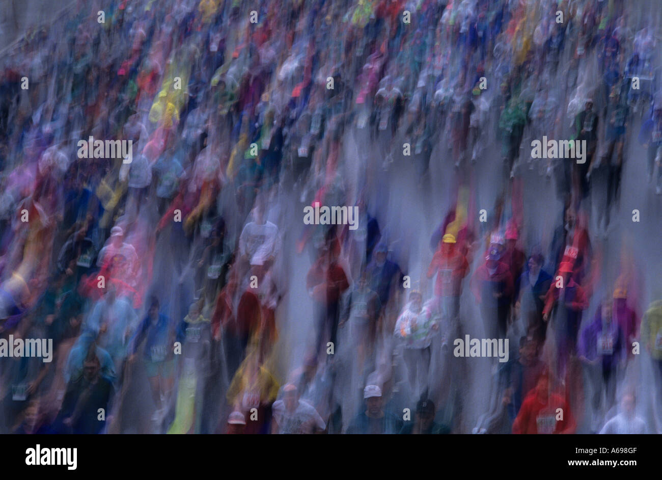 Marathon race downtown Seattle blurred runners, Seattle, Washington USA ...