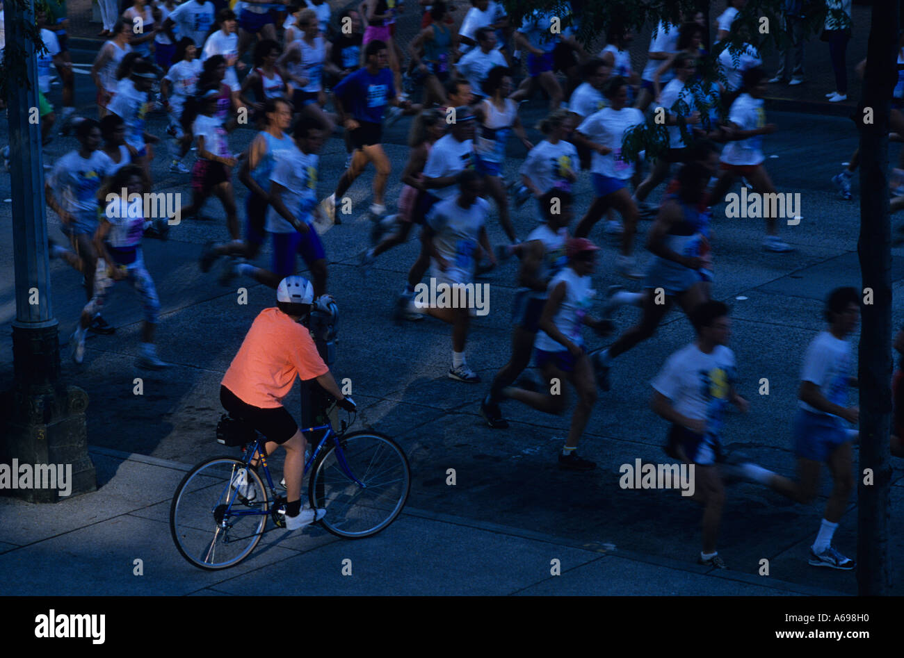 Marathon race downtown Seattle blurred runners, Seattle, Washington USA ...