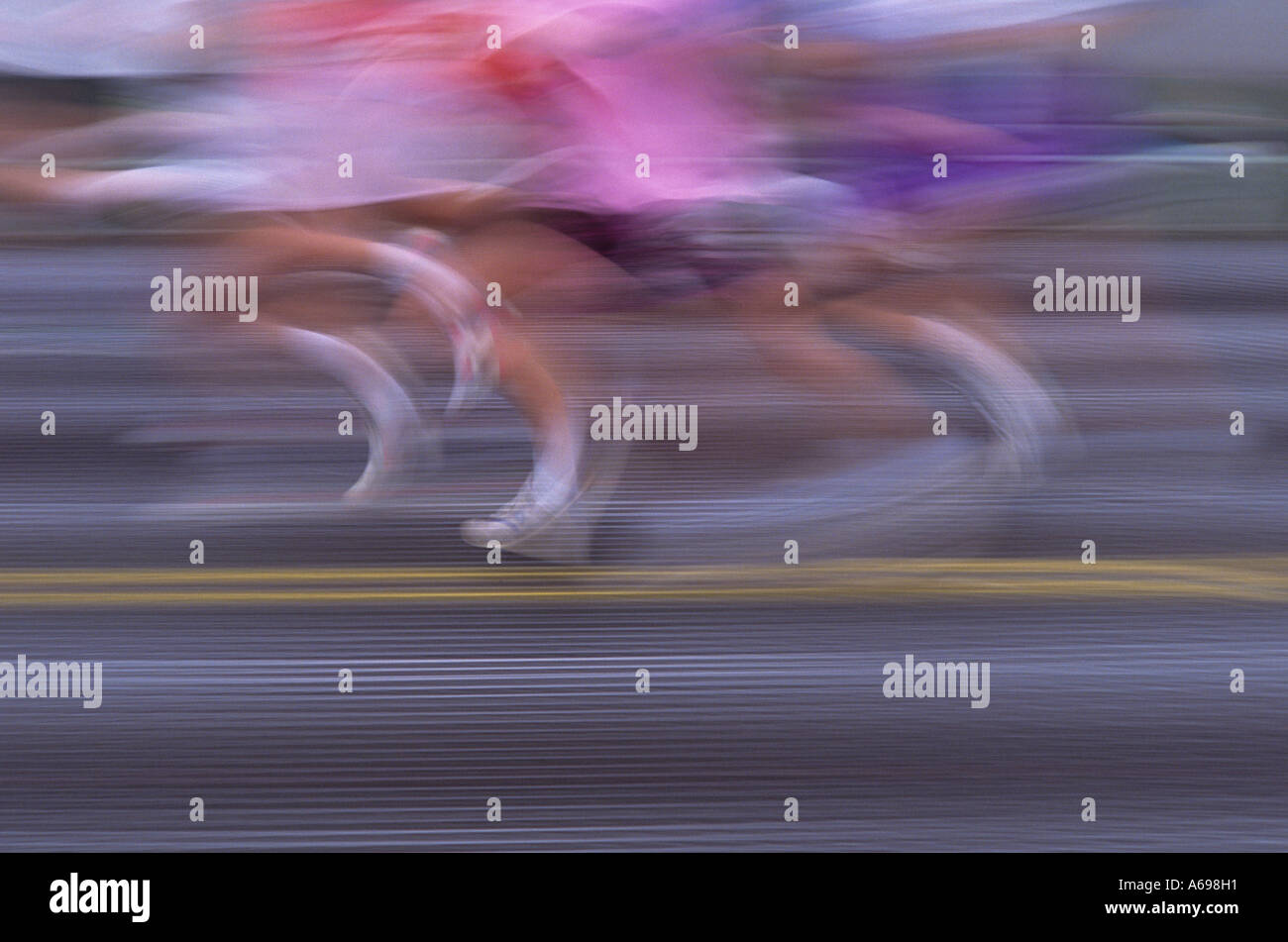 Marathon race downtown Seattle blurred runners, Seattle, Washington USA ...