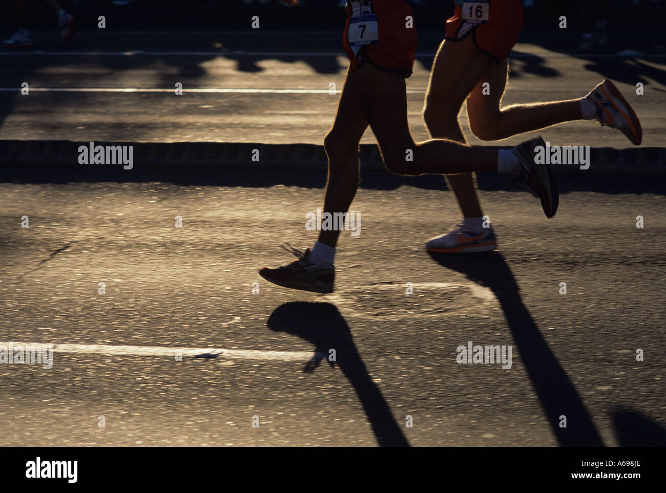 Seattle marathon early morning downtown streets with sunlight ...