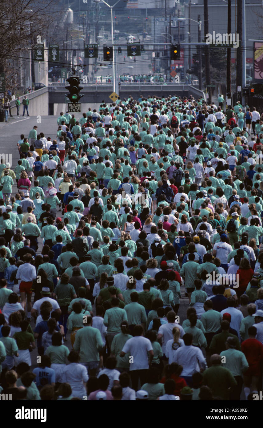 Retro Image of Saint Patrick s Day Marathon race downtown Seattle with ...