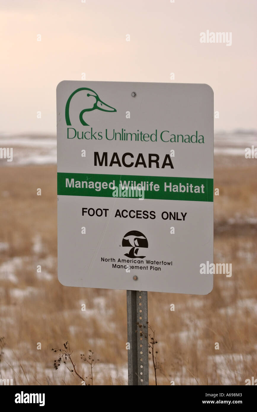 Wildlife Conservation sign in scenic Saskatchewan Canada Stock Photo ...