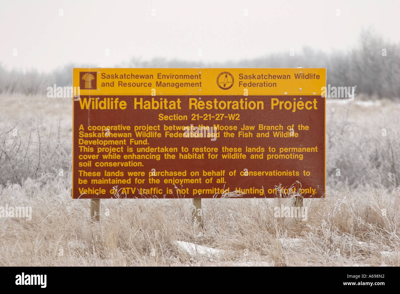 Wildlife Conservation sign in scenic Saskatchewan Canada Stock Photo ...