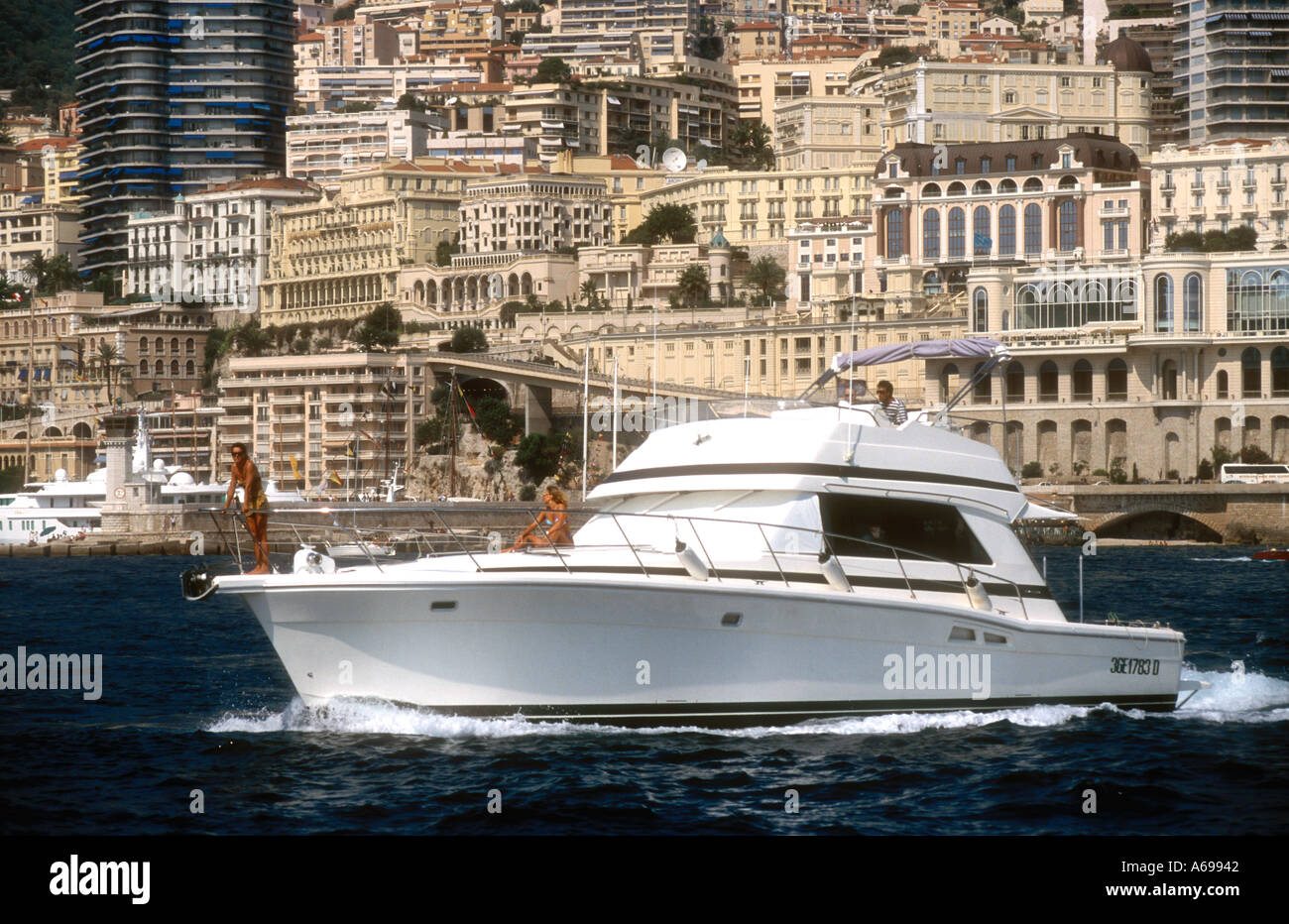 A motor cruiser underway at Monaco Monte Carlo France Stock Photo - Alamy