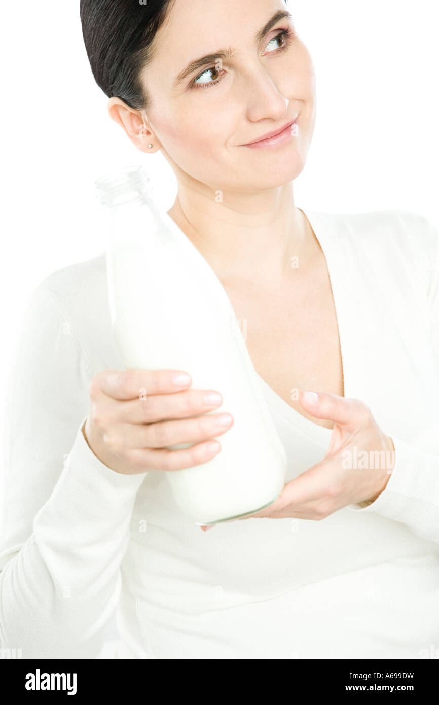 woman with milk Stock Photo - Alamy