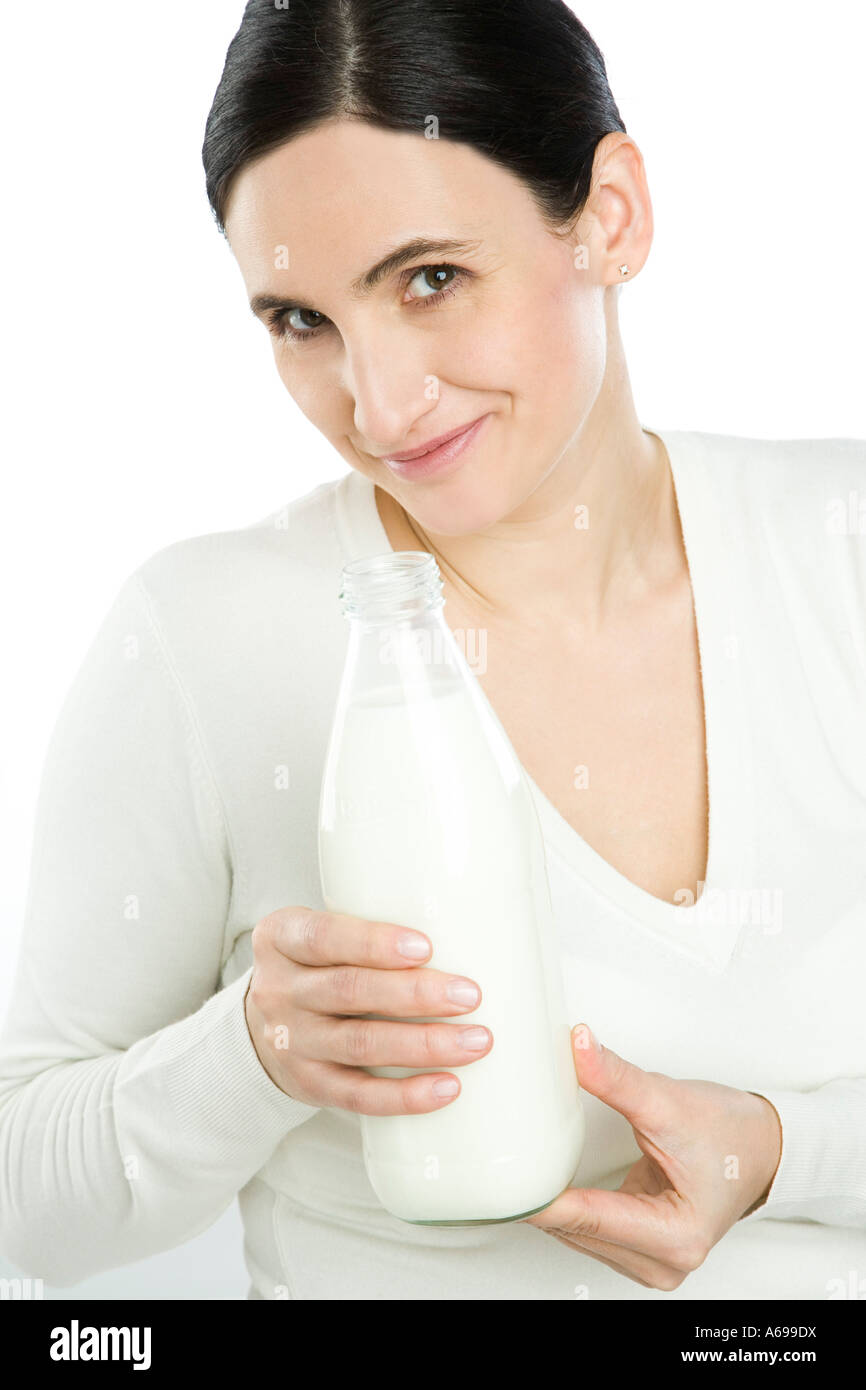 woman with milk Stock Photo - Alamy