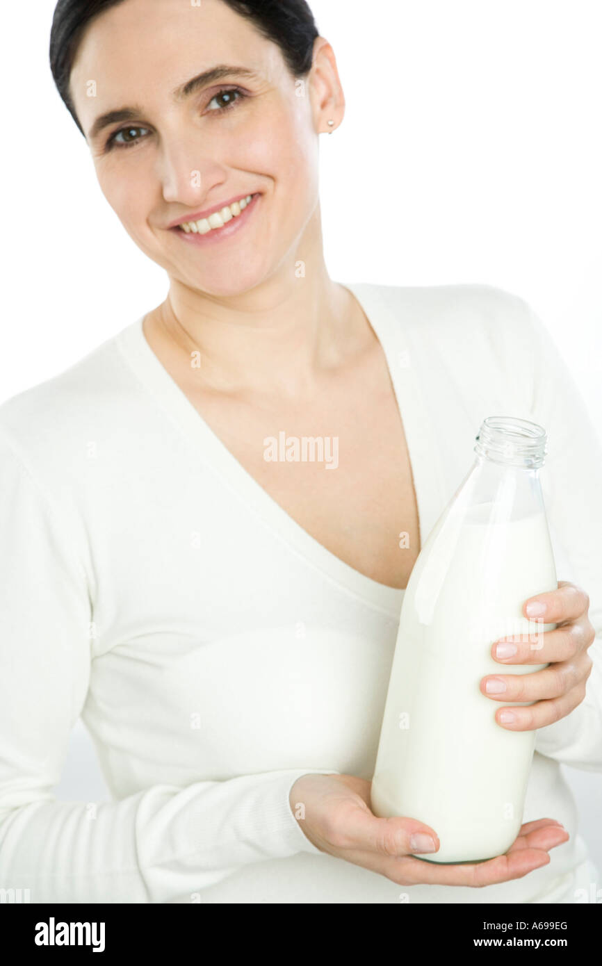 woman with milk Stock Photo - Alamy
