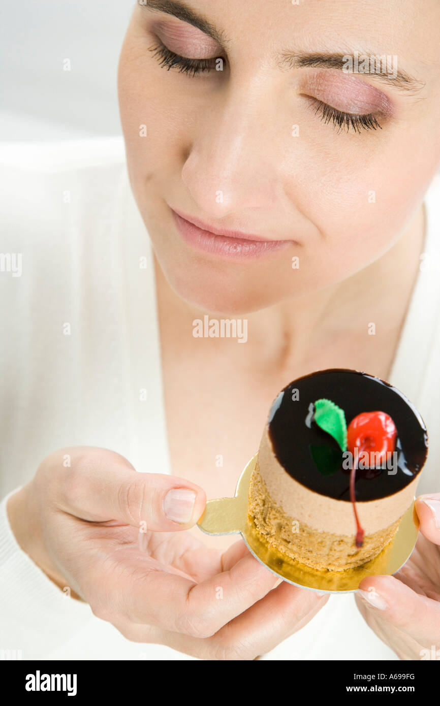 woman with cake Stock Photo - Alamy