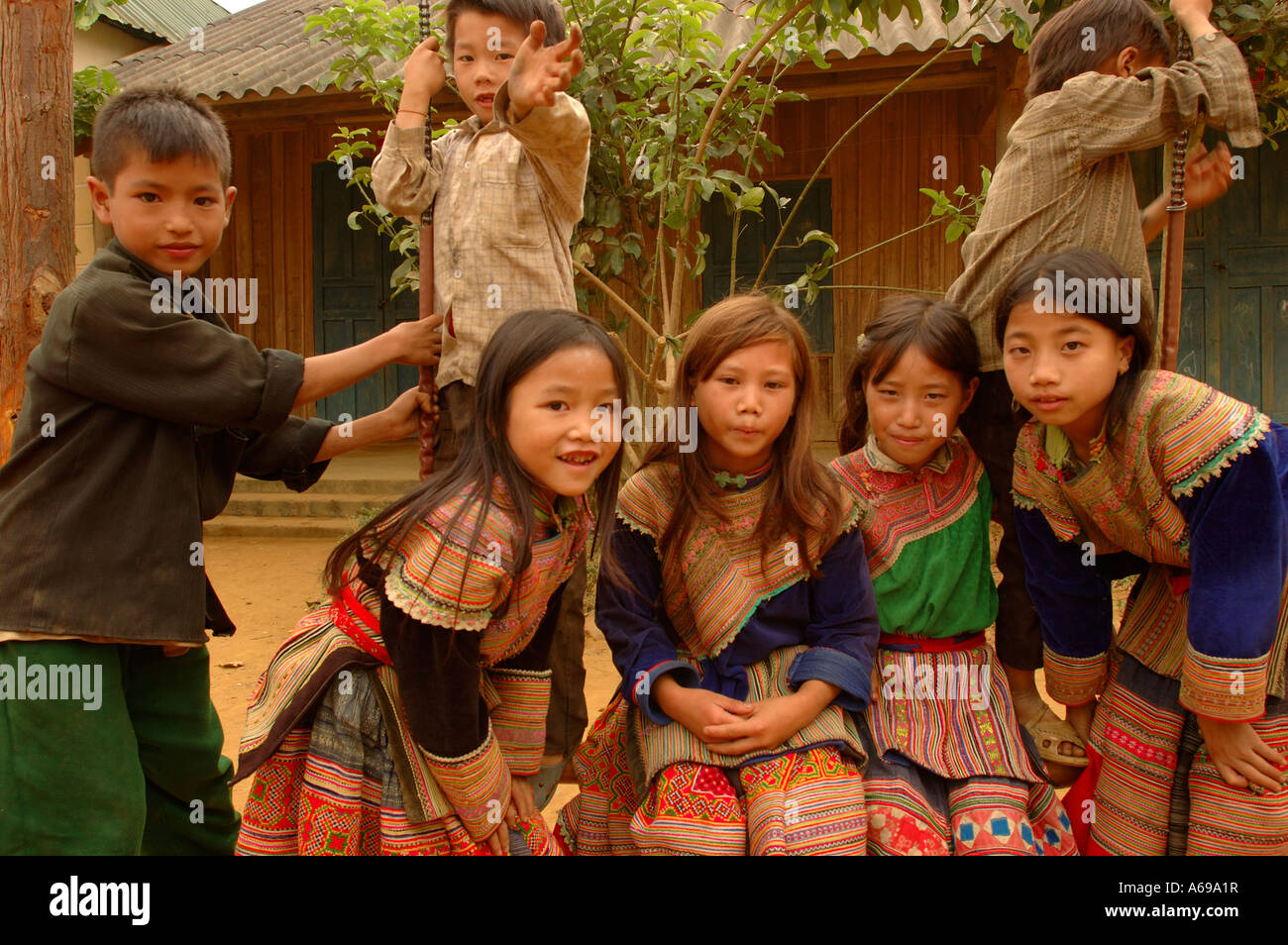Flower Hmong Indigenous People, Bac Ha school, Lao Cai, Vietnam Stock ...