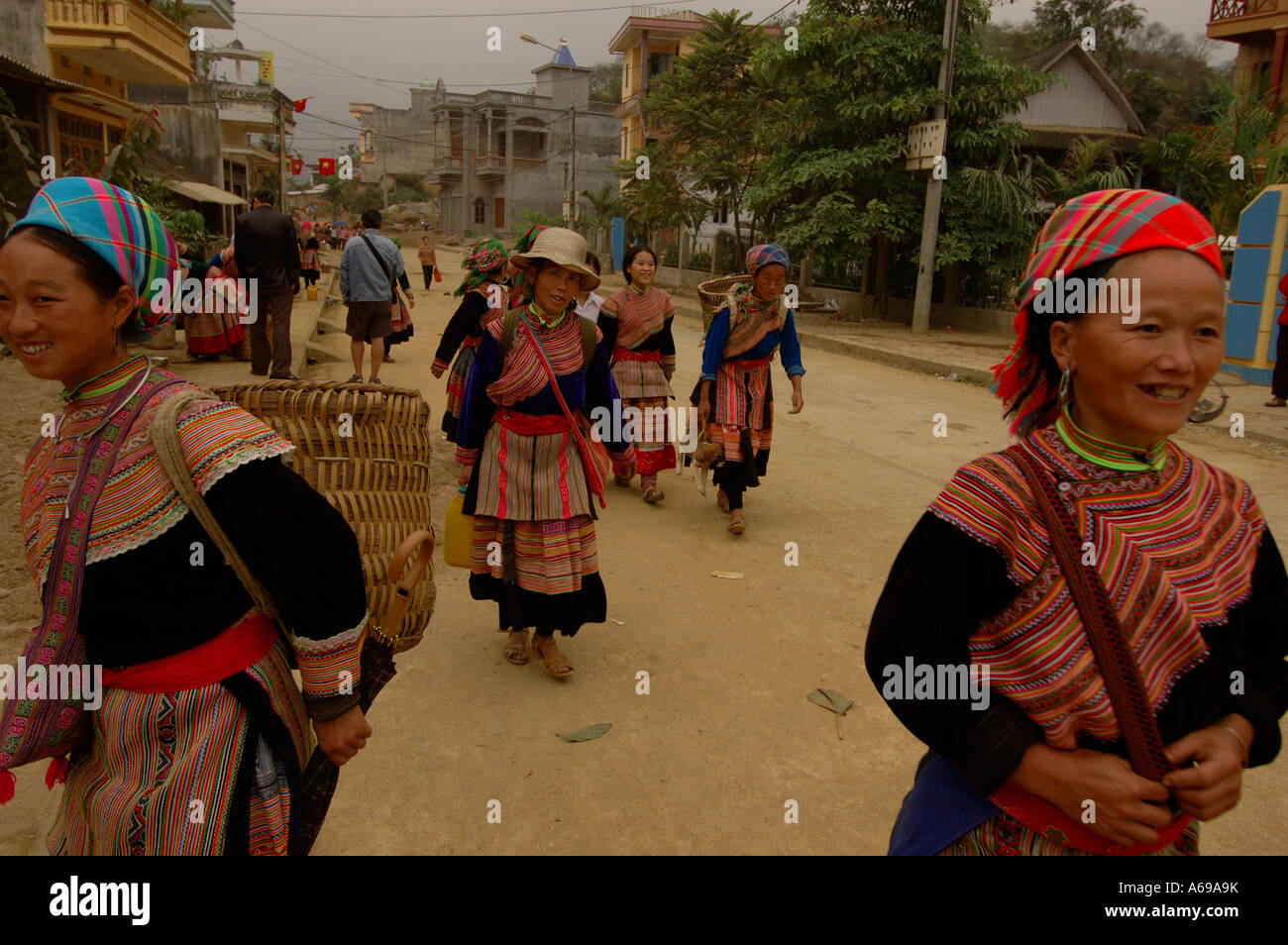 Flower Hmong Indigenous People, Bac Ha market, Lao Cai, Vietnam Stock ...