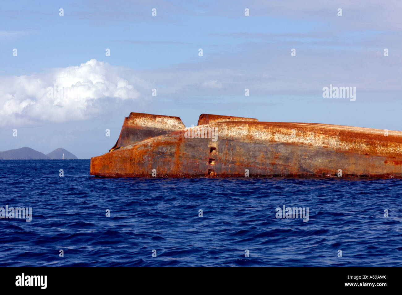 British Virgin Islands Caribbean Capsized barge Stock Photo - Alamy