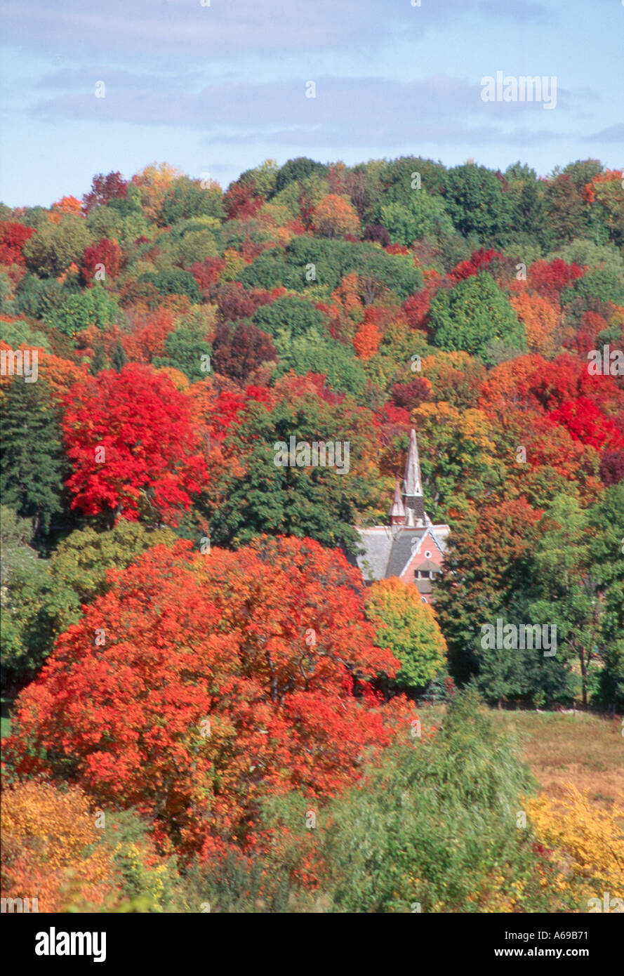 Seasons series country church in autumn vertical Stock Photo - Alamy