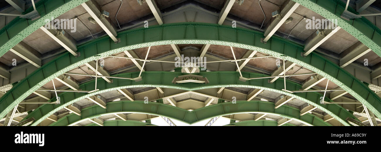 Underneath structure of bridge framework Stock Photo - Alamy