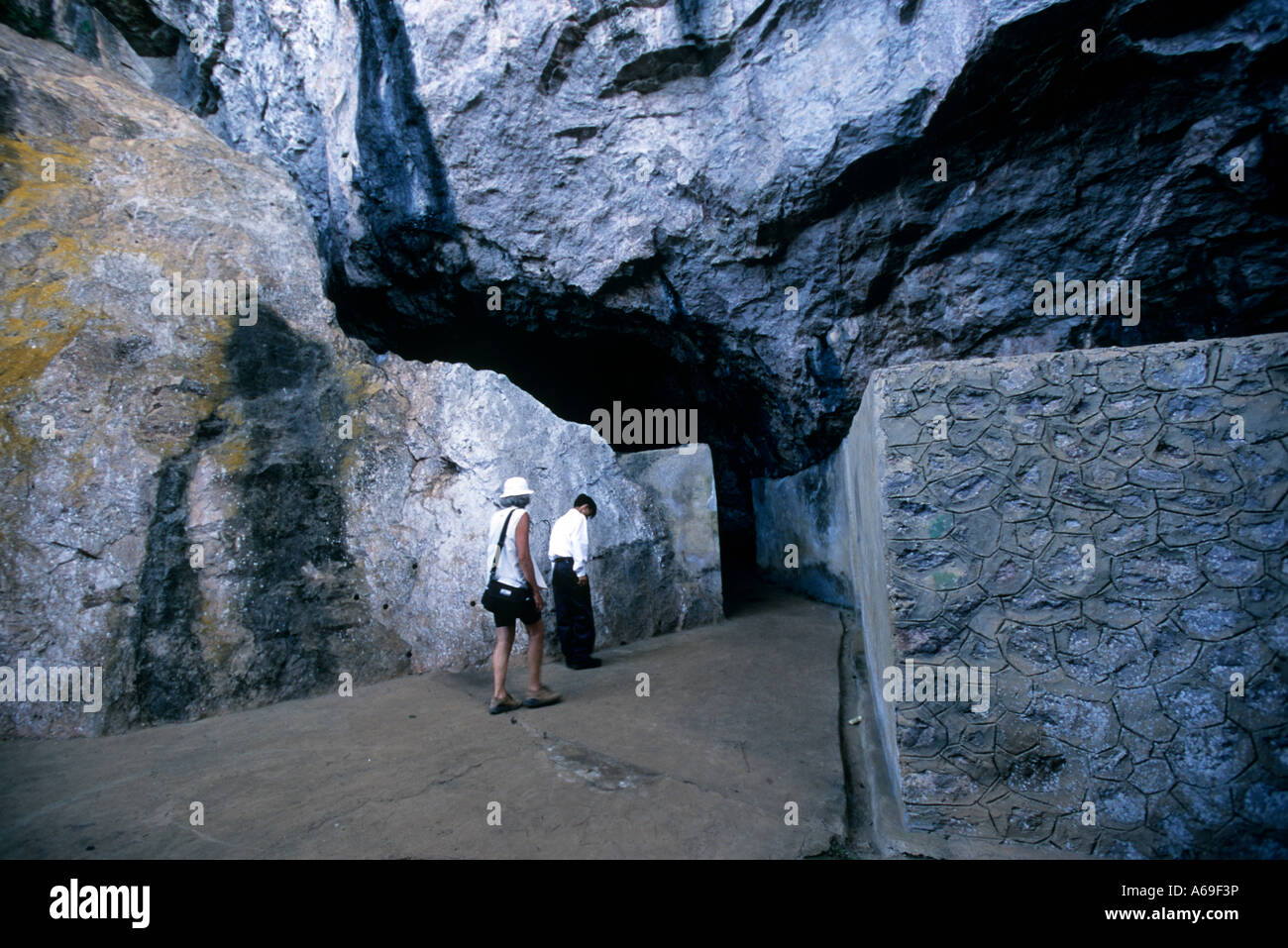 Entrance of one of the caves used as shelter during the secret war with ...