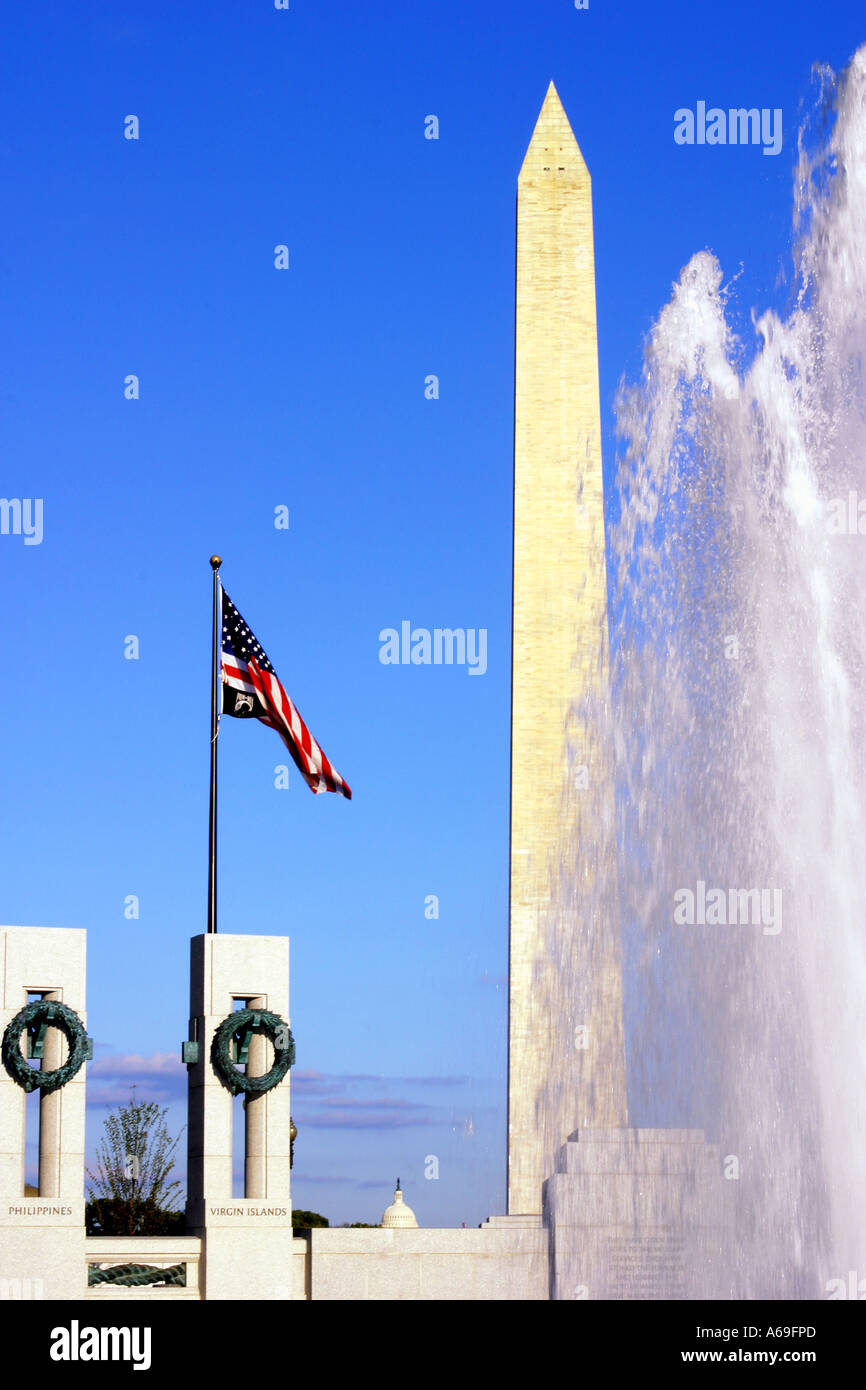 The Washington Monument and part of World War II Memorial Washington DC ...