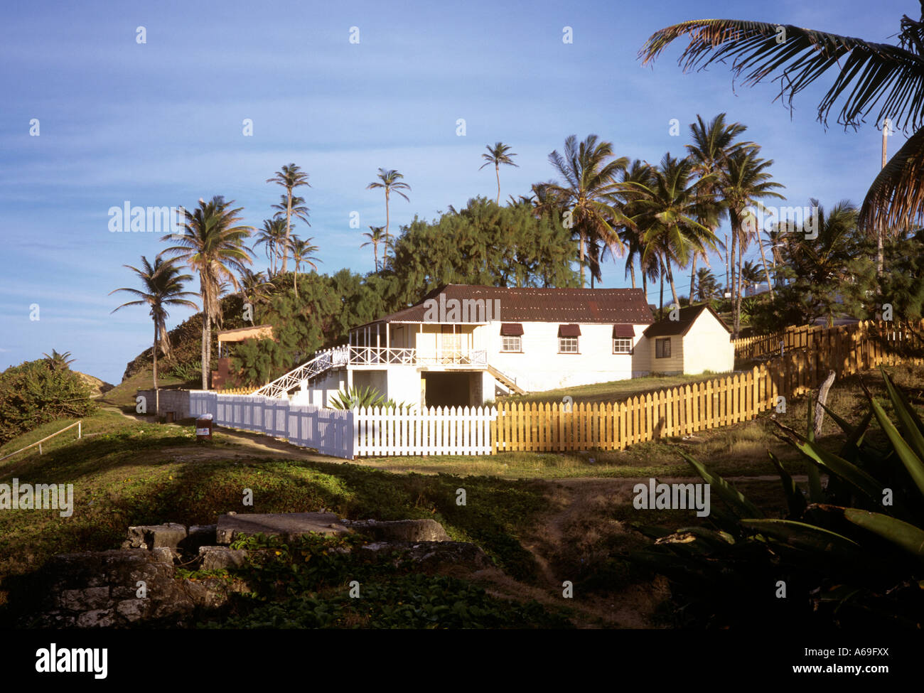 Barbados east coast Bathsheba house overlooking beach Stock Photo - Alamy