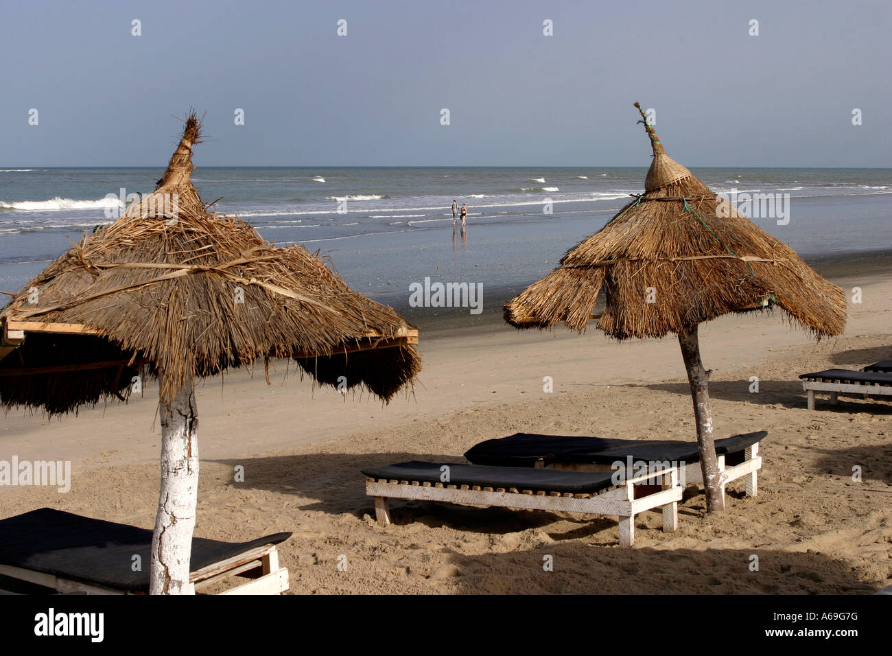 The Gambia Kotu beach with sunbeds and parasols Stock Photo - Alamy