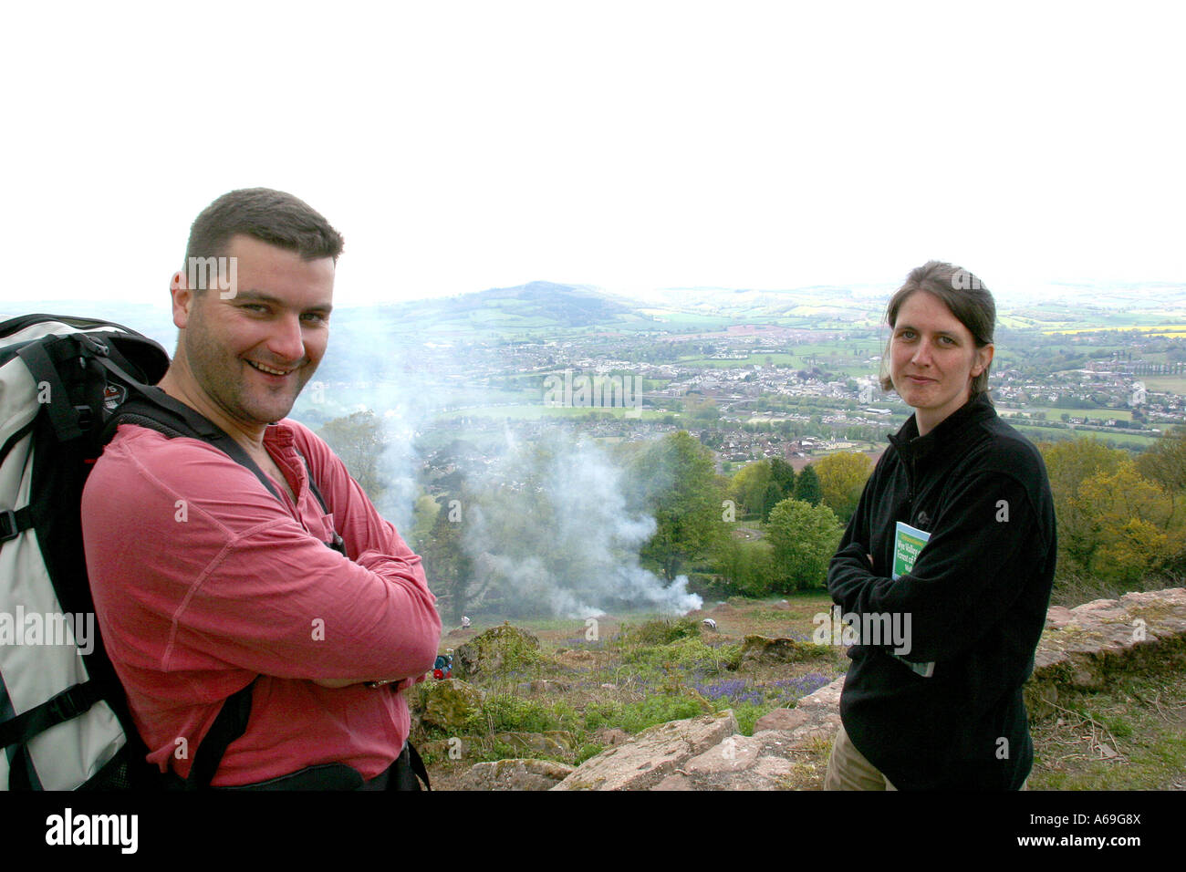 UK Wales Gwent Monmouth The Kymin hikers John Openshaw and Kate ...