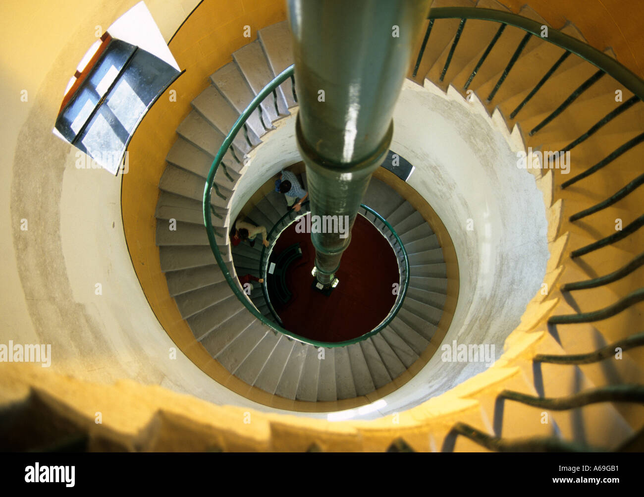 The spiral staircase of the South Stack Lighthouse, Anglesey, Wales ...