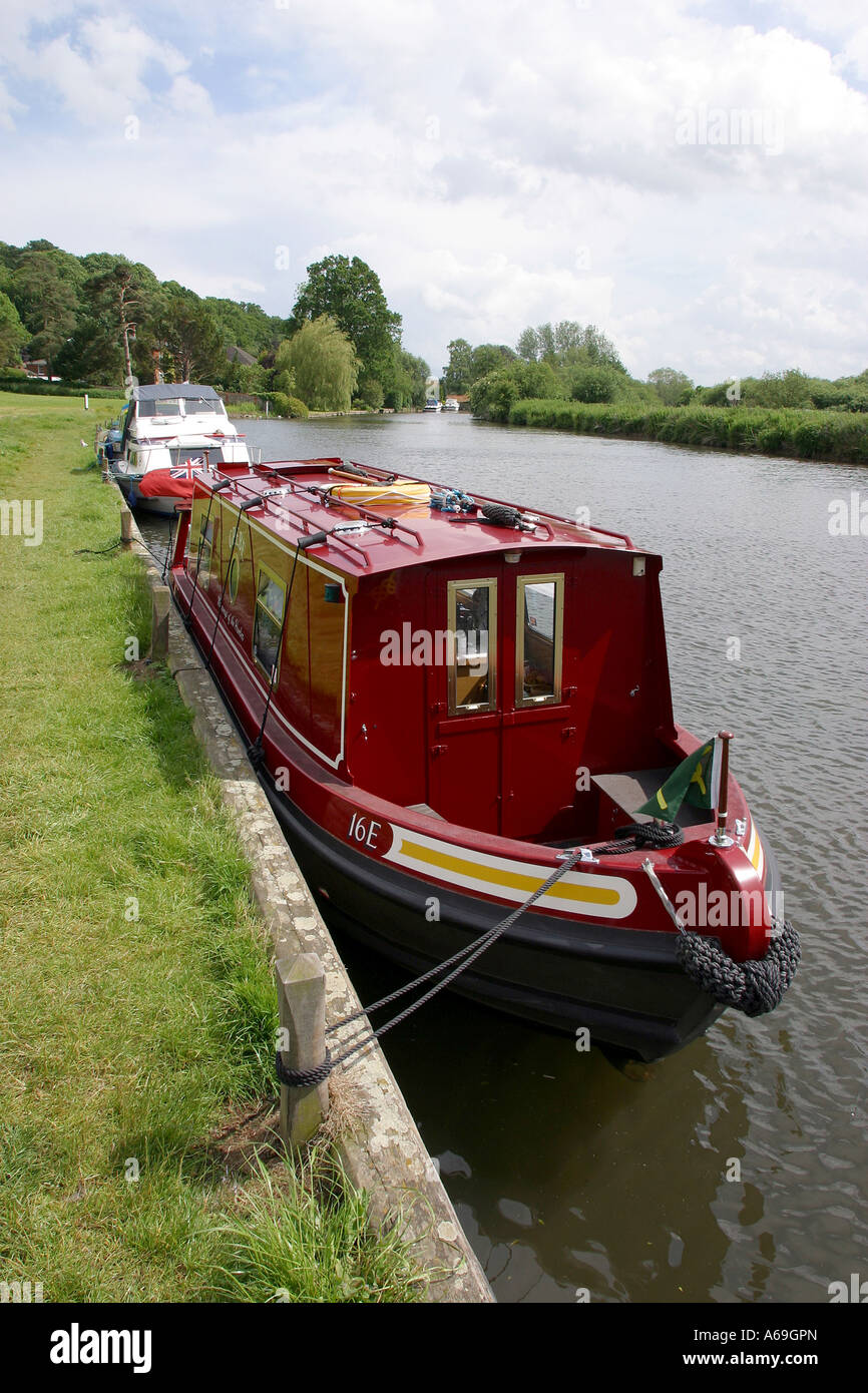 UK Norfolk Broads Coltishall narrowboat Grebe on the River Bure Stock ...