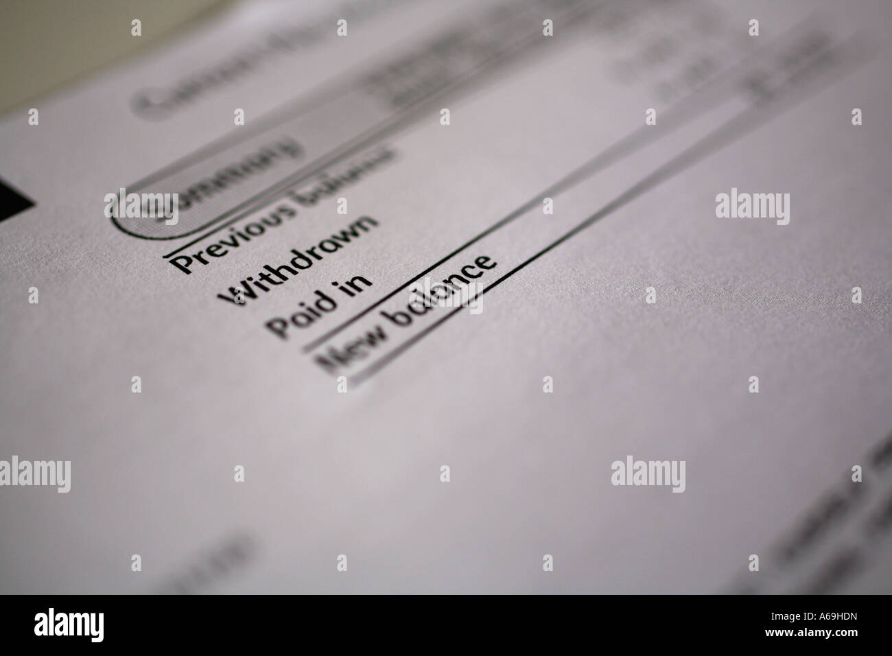 Close up of overdrawn UK bank statement Stock Photo - Alamy