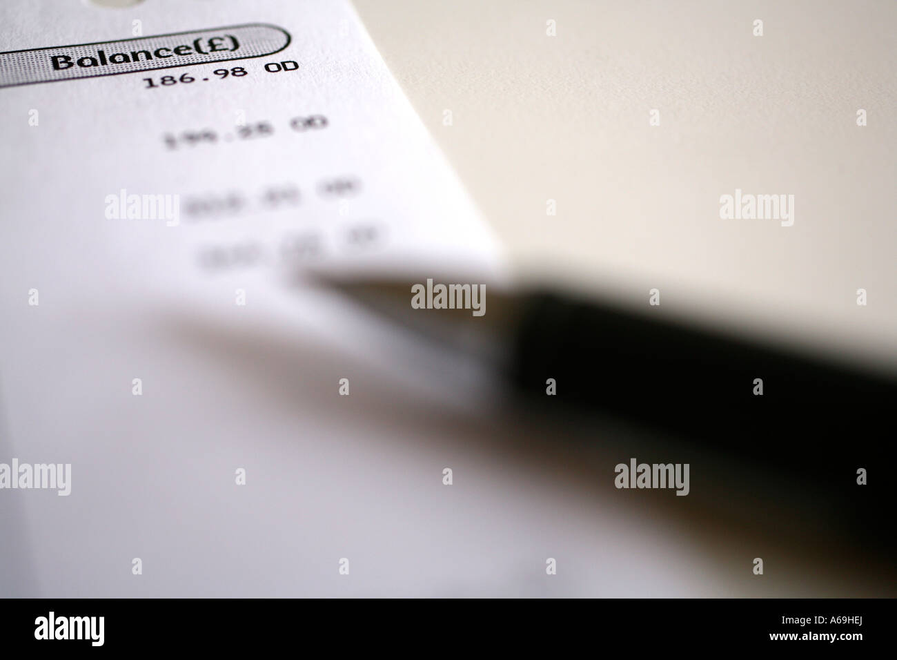 Close up of overdrawn UK bank statement Stock Photo - Alamy