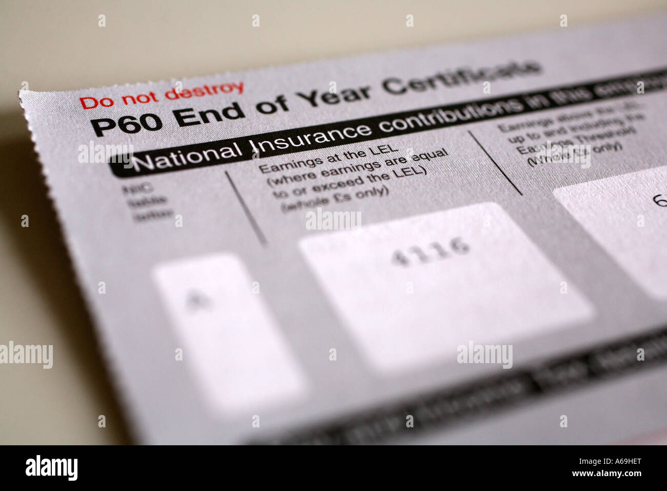 P60 tax certificate hi-res stock photography and images - Alamy