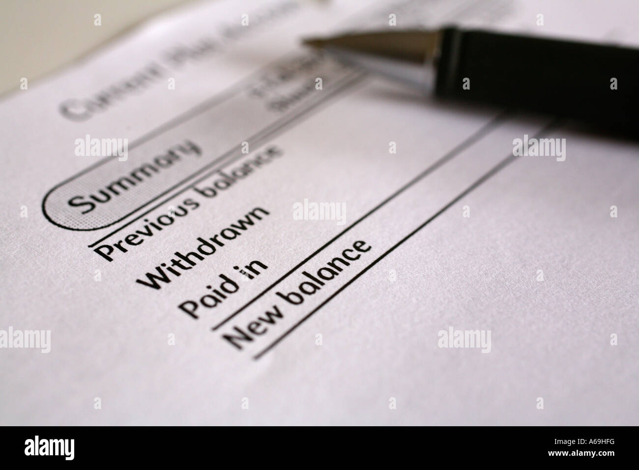 Close up of Bank statement Stock Photo - Alamy