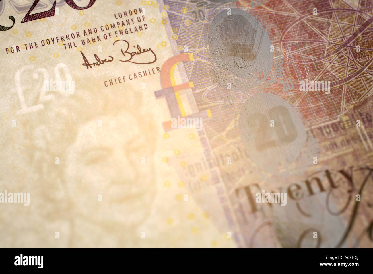 Watermark on the new Bank of England Twenty Pound note, 2007 Stock ...