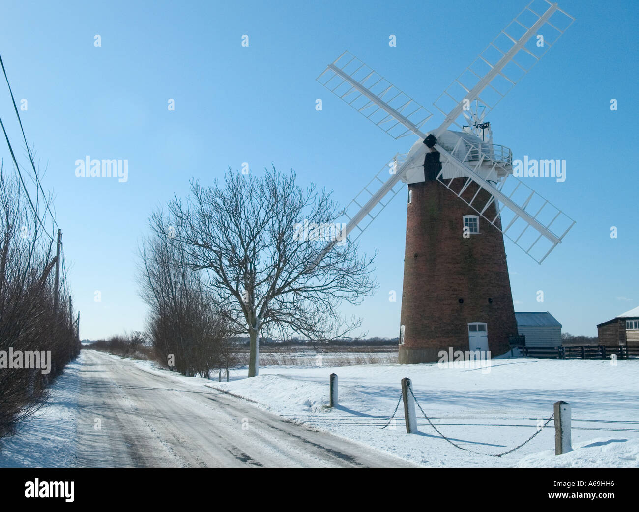 A WINTER SCENE TAKEN FROM THE MAIN ROAD, WITH HORSEY MILL AND SNOW ...