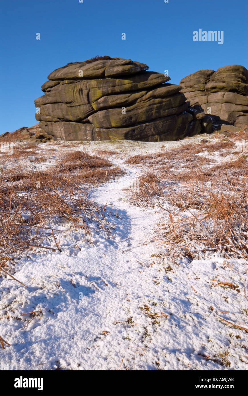 Cowper Stone at Stanage Edge a landmark in Derbyshire, "Great Britain ...