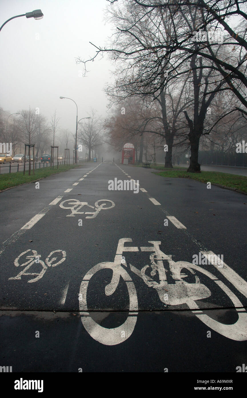 Bicycle path in Warsaw, Poland Stock Photo - Alamy