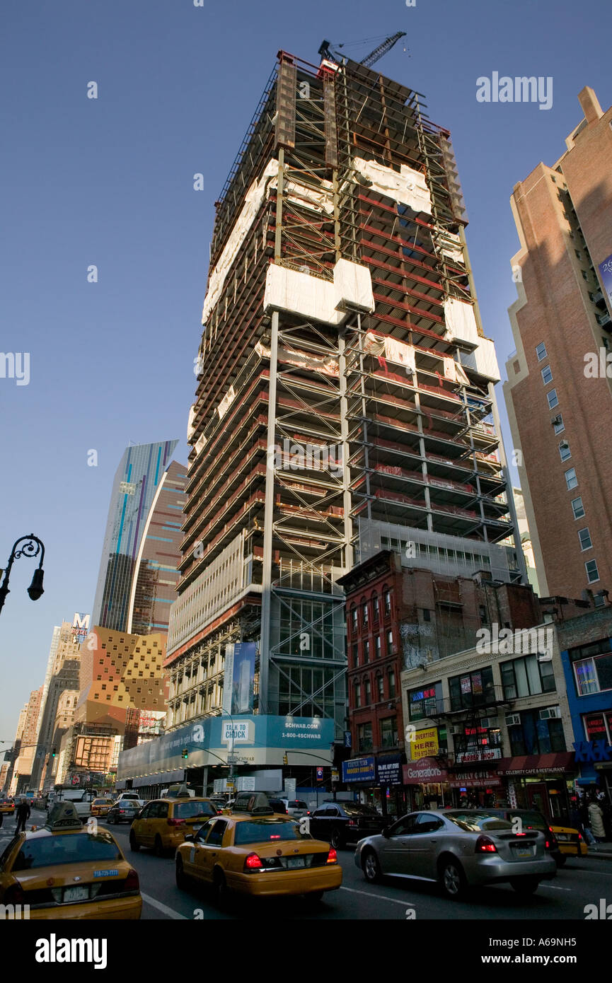 View of the new New York Times newspaper building under construction on ...