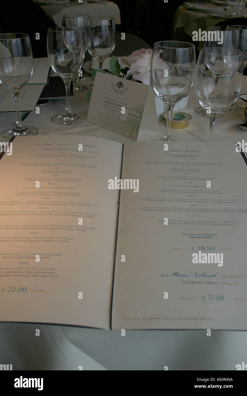 Menu of the Restaurant of the Ferry Bretagne Brittany Ferries Stock ...