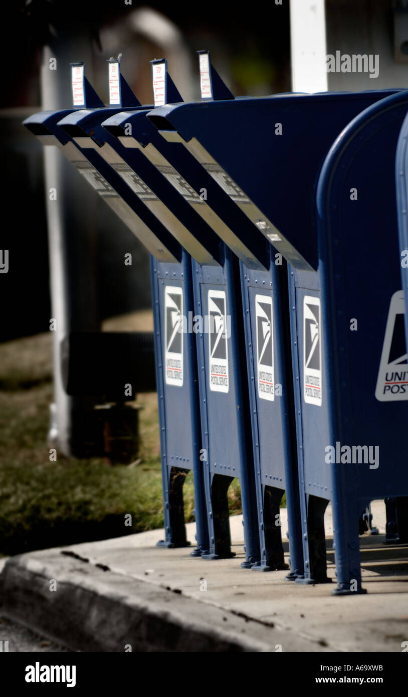 Unites States Postal Service mail boxes side by side outside postal ...