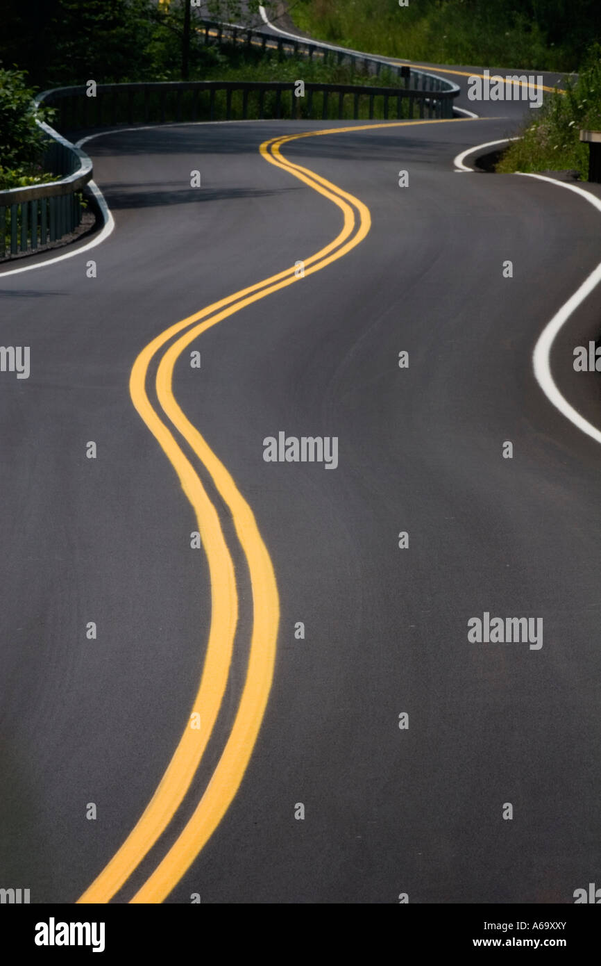 Curvy sinuous serpentine yellow lines Route 80 Otsego County near ...