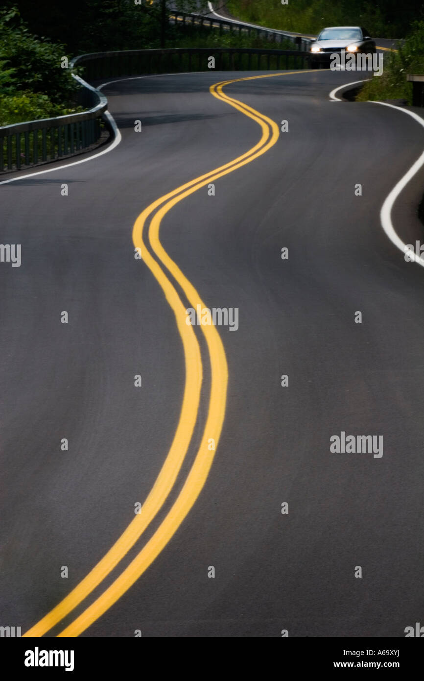 Curvy sinuous serpentine yellow lines Route 80 Otsego County New York ...