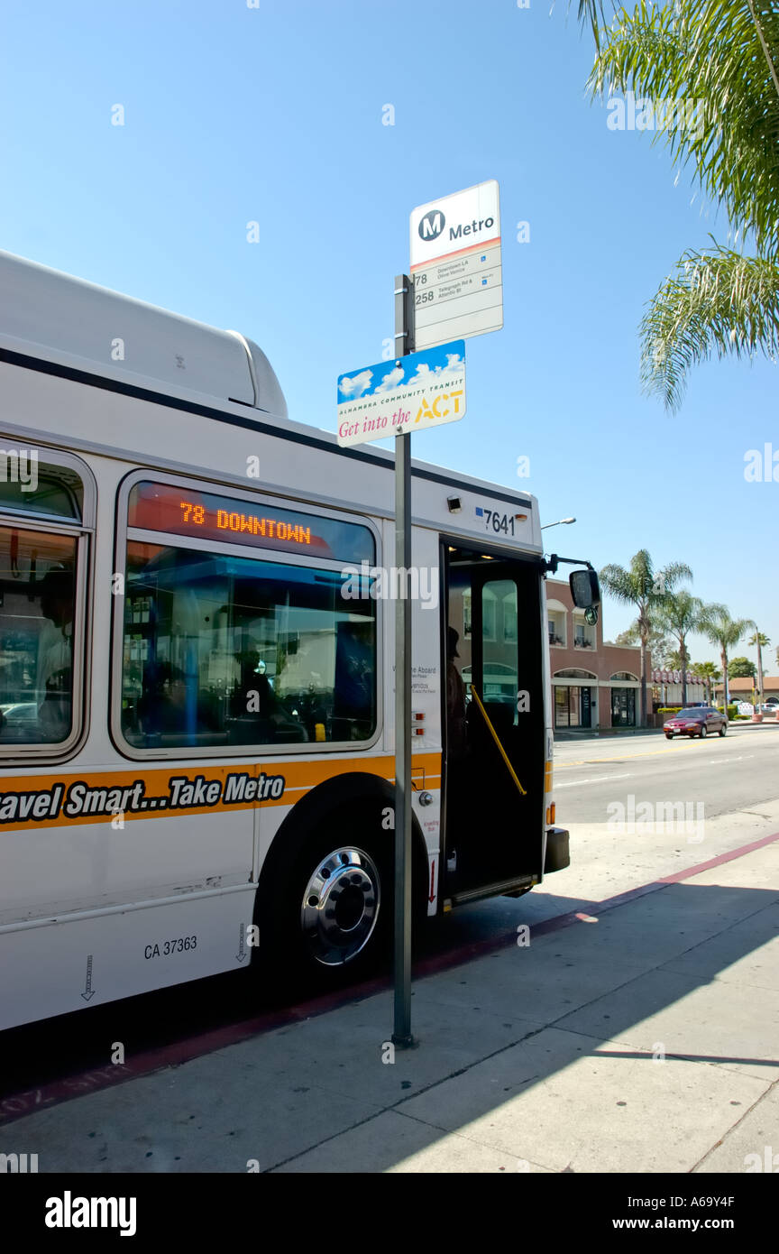 Bus stop Alhambra California Metro Bus Stock Photo - Alamy