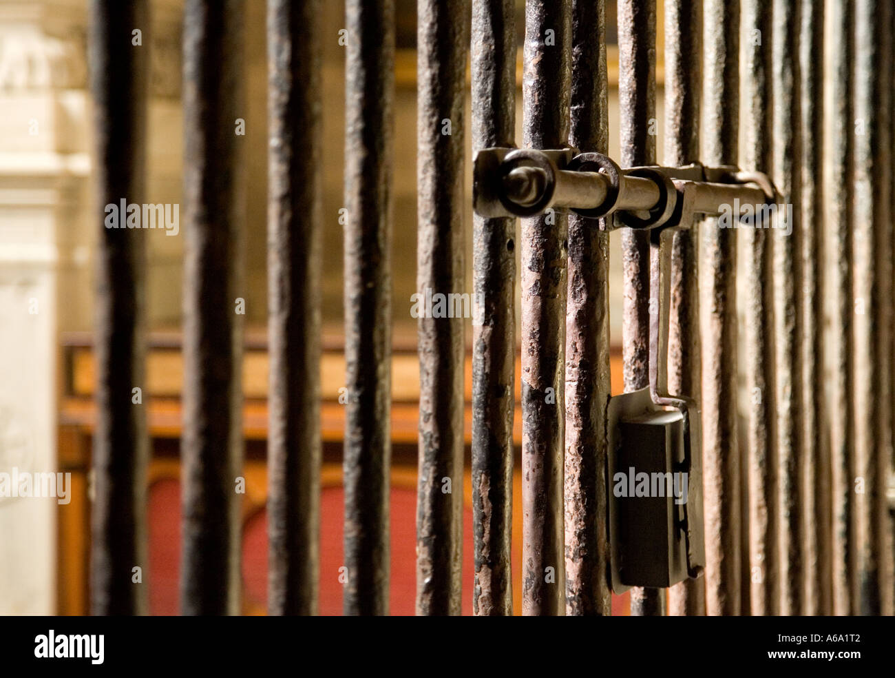 Old iron gate with bolt, Cathedral of Seville, Spain Stock Photo - Alamy