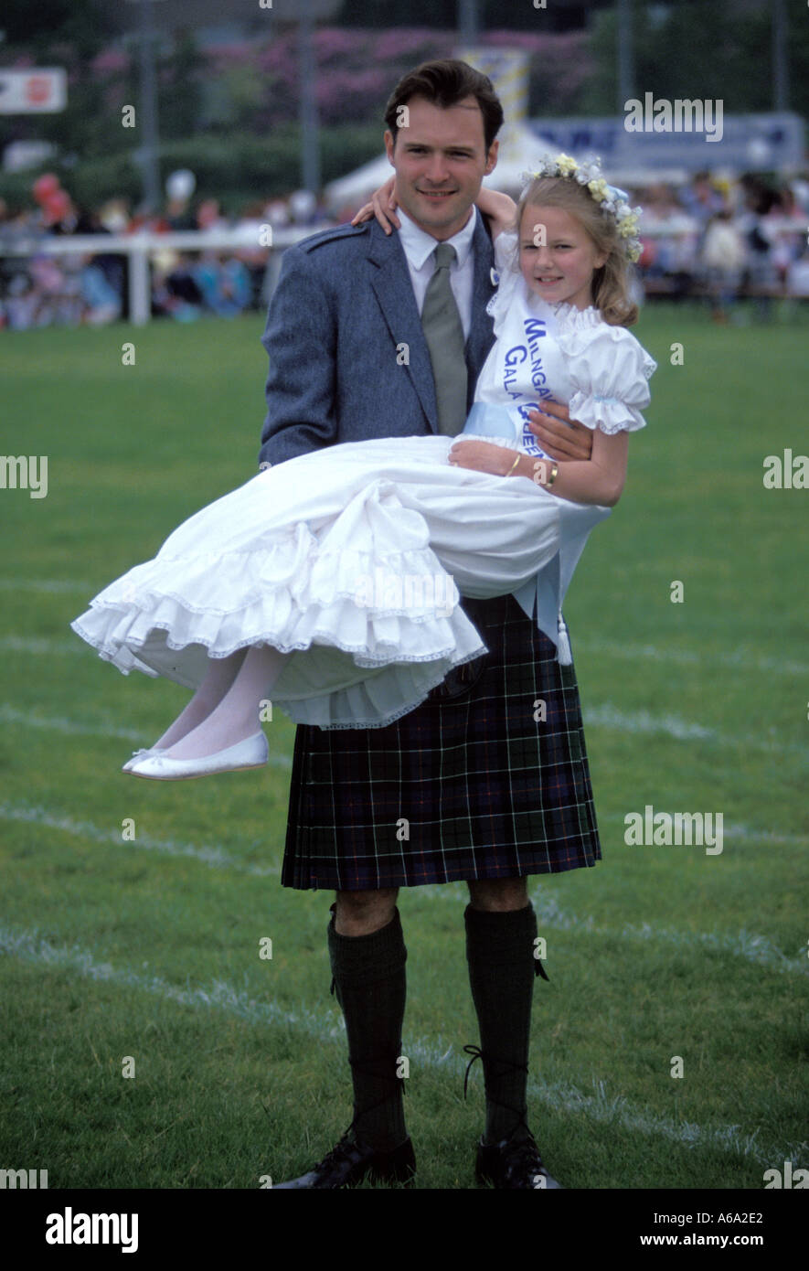 John Leslie in Blue Peter days as Chieftain of Highland Games in Glasgow Stock Photo - Alamy