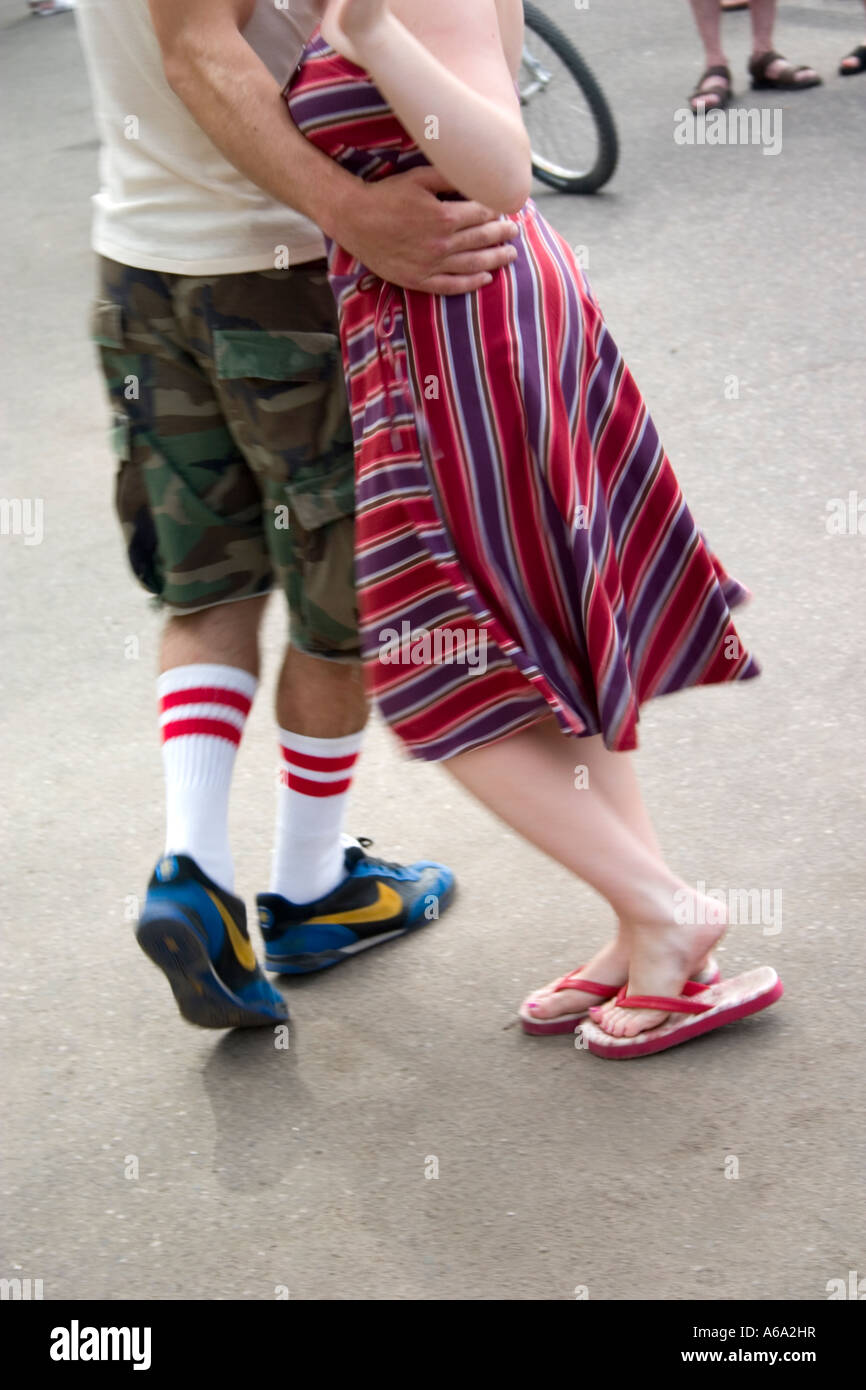 The legs of dancers at Grand Old Day Street Fair. St Paul Minnesota USA ...