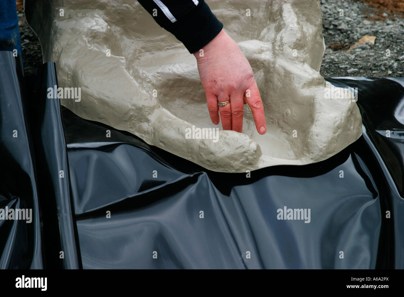 BUILDING A WATERFALL STEP 8 PUT WATERFALL SECTION IN POSITION Stock ...